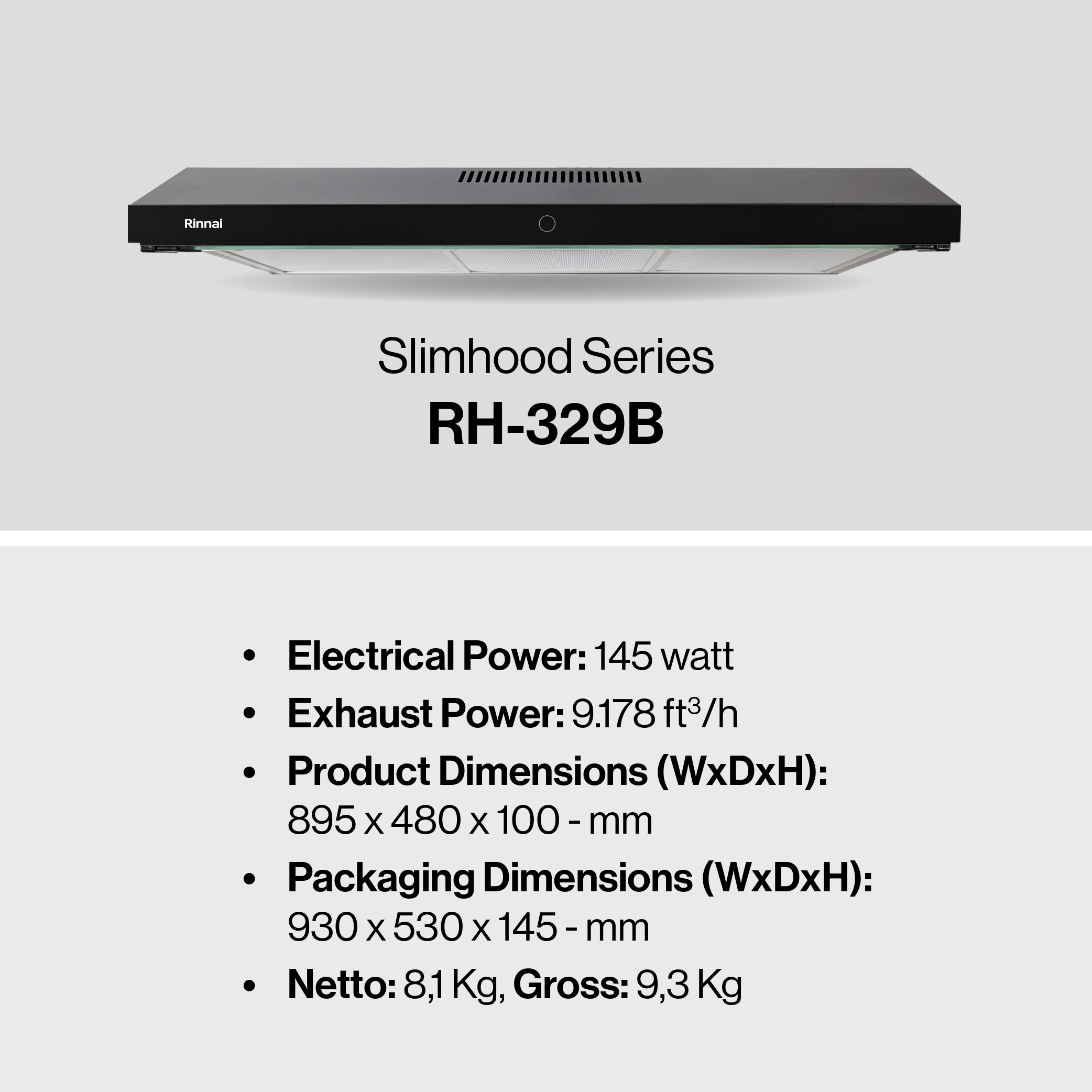 RINNAI RH-329 B COOKER HOOD
