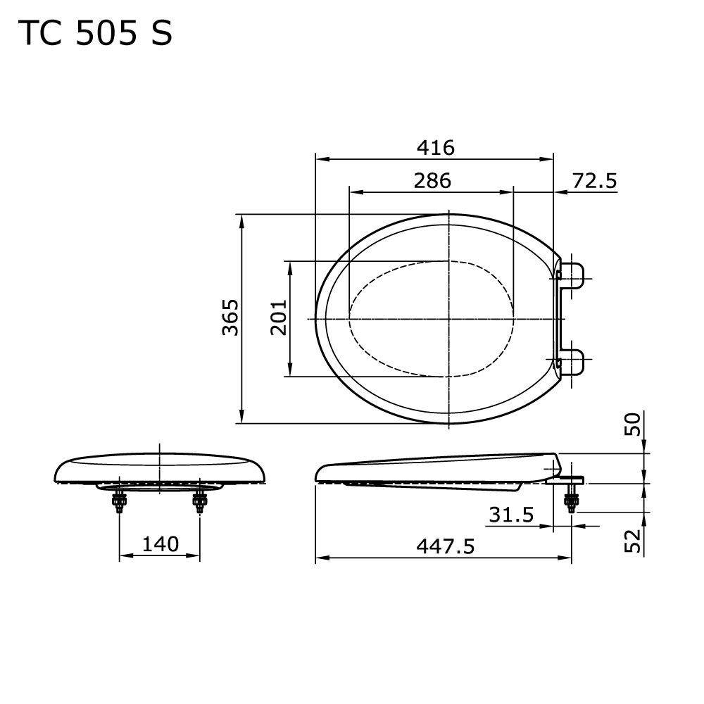 TOTO TC505S WHITE TUTUP CL SOFT CLOSING