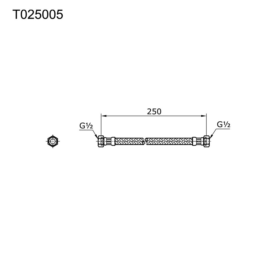 TOTO T025005 HEAVY DUTY FLEXIBLE HOSE 25 CM