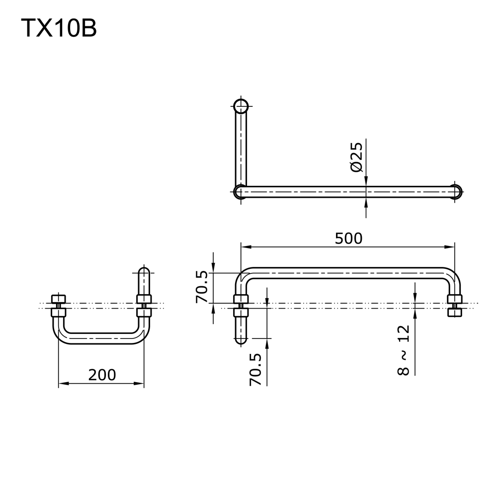TOTO TX10B SHOWER ROOM DOOR HANDLE W/ TOWEL BAR