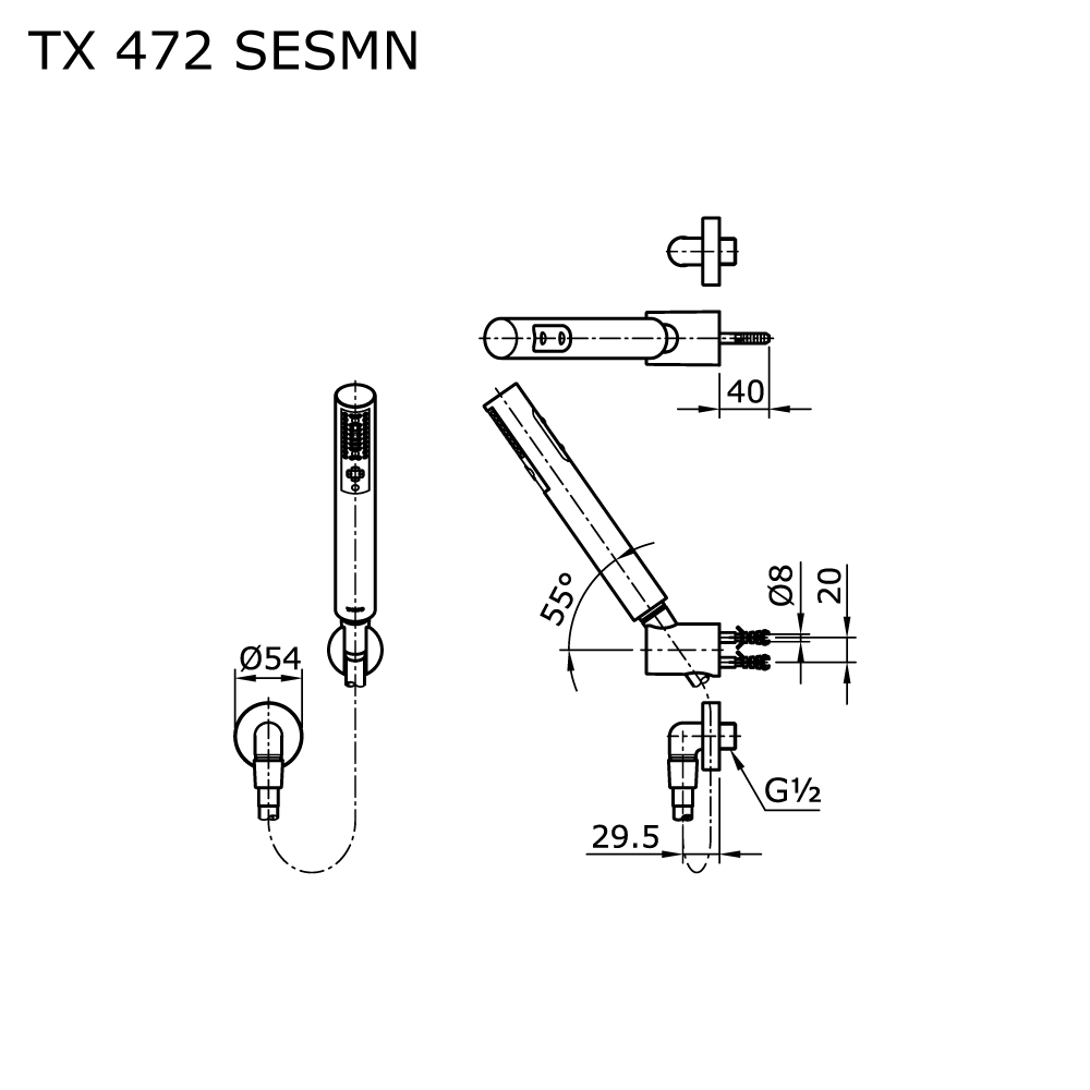 TOTO TX472SESMN EGO II HAND SHOWER+WALL OUTLET CHR