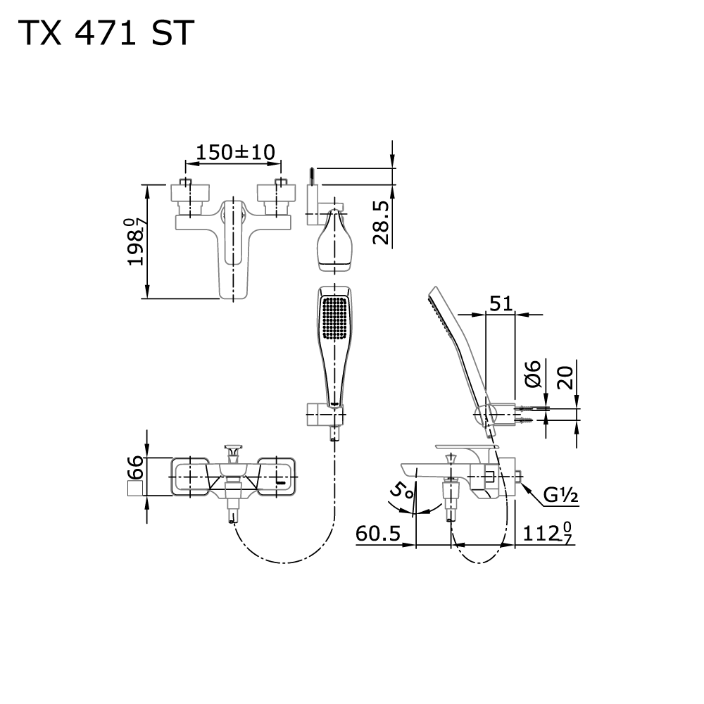 TOTO TX471ST TOJA SINGLE LEVER BATH & SHOWER SET