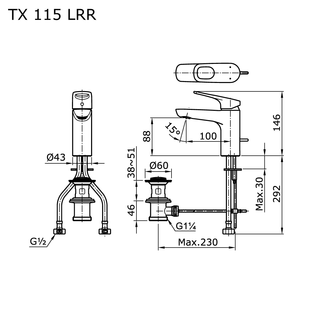 TOTO TX115LELBR EGO II KRAN WST P/D V CHR