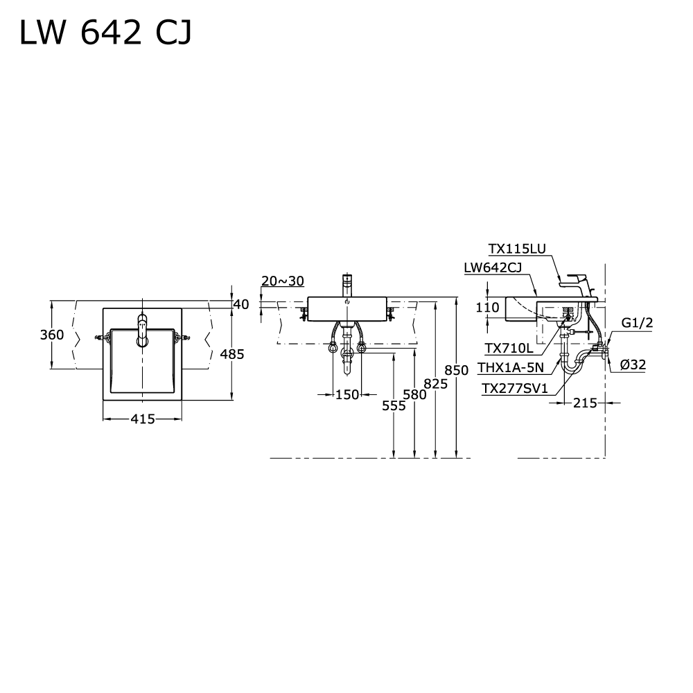 TOTO LW642CJW/F SEMI RECESSED COUNTER LAVATORY 1LB